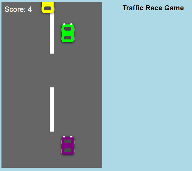 Traffic Race Game in jQuery Free Source Code | SourceCodester